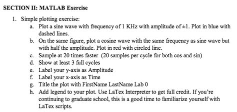 Solved Section Ii Matlab Exercise 1 Simple Plotting