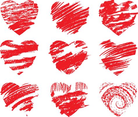 Set Of Scribbled Red Hearts 16707208 Vector Art At Vecteezy