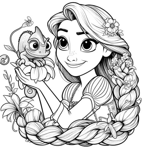 Rapunzel Tangled Coloring Pages 37 Free Sheets Kawaii Disney