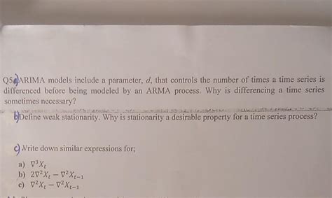 Solved Q50 Arima Models Include A Parameter D That