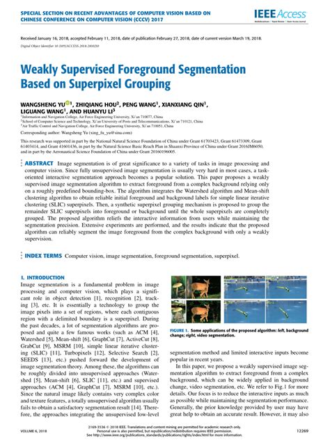 Pdf Weakly Supervised Foreground Segmentation Based On Superpixel