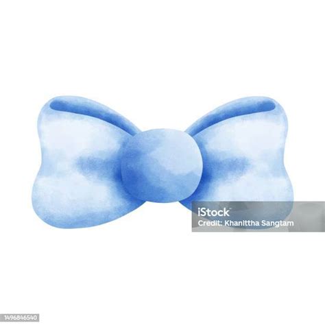 흰색 배경에 분리된 수채화 파란색 활 그림 아이들을 위해 수채화 Illustation 0명에 대한 스톡 벡터 아트 및 기타