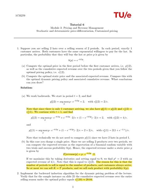 Tutorial 6 Solutions Pdf Workweek And Weekend Applied Mathematics