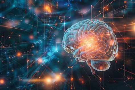 A Luminous Digital Brain Illustration With Neural Pathways And Connections Illuminated