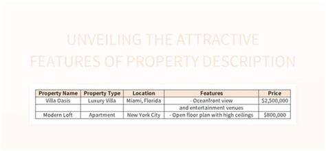 Unveiling The Attractive Features Of Property Description Excel