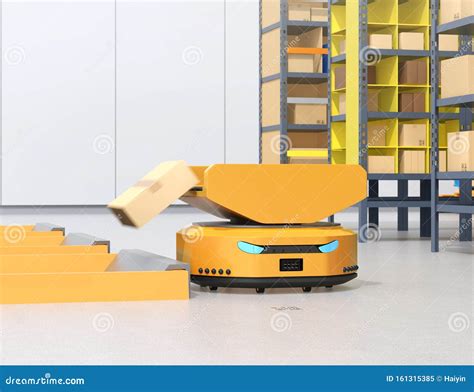 Amr Autonomous Mobile Robot Sending Parcel To Delivery Tunnel Stock Illustration Illustration