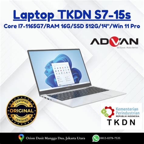 Jual Laptop Advan Tkdn S7 15s Intel Core I7 Gen 11th I7 1165g7ram 16gbssd 512gb14win 11