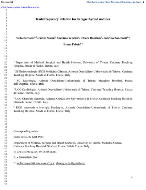 Pdf Radiofrequency Ablation For Benign Thyroid Nodules