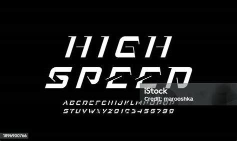 기술 미래 글꼴 디지털 사이버 알파벳 A에서 Z까지의 기울임 꼴 흰색 글자 및 인터페이스 디자인을위한 0에서 9까지의 숫자 벡터 일러스트 레이 션 10eps 기울어진에 대한