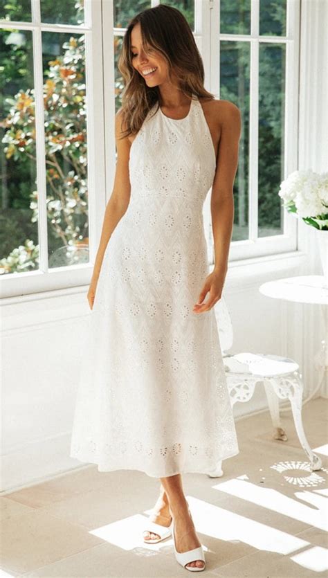 White Lace Halter Backless Dress Gabi Swimwear