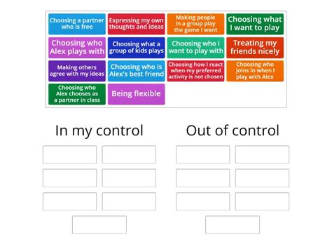 I Can Control Vs Out Of My Control Group Sort