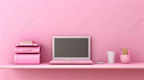노트북 컴퓨터가 있는 분홍색 선반 세로 배경의 3d 그림 감시 장치 배경 홍색 배경 노트북 컴퓨터 배경 이미지 Hd 감시 장치 홍색 노트북 컴퓨터 배경 사진 무료