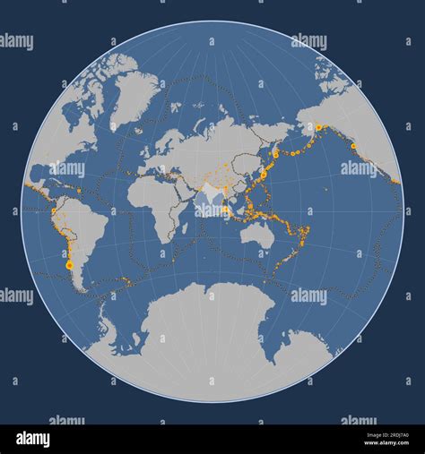 Indian Tectonic Plate On The Solid Contour Map In The Lagrange Projection Centered Meridionally