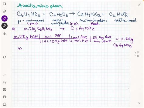 Solved The Chemical Reaction To Make Acetaminophen Paracetamol Is Shown Below C6h8no4