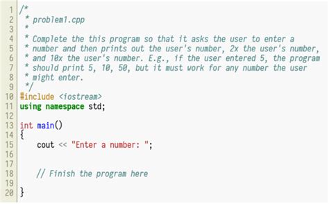 Solved 1 2 Problem1 Cpp 3 4 Complete The This Program Chegg