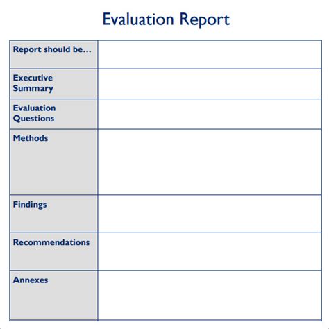 Evaluation Report Template