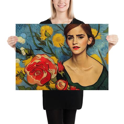 Hermione Granger Poster Emma Watson Flowery Painted By Van Etsy