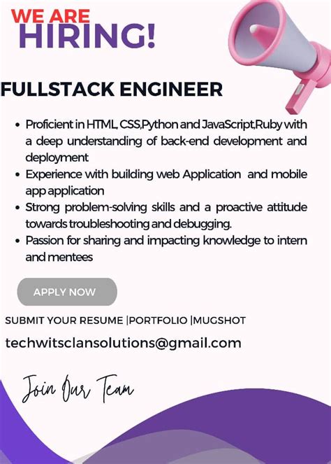 Techwitsclan Solutions On Linkedin We Are Hiring Fullstack Engineer