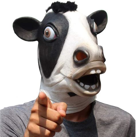 Creepyparty Cow Mask For Adults Natural Latex Cow Costume Mask For