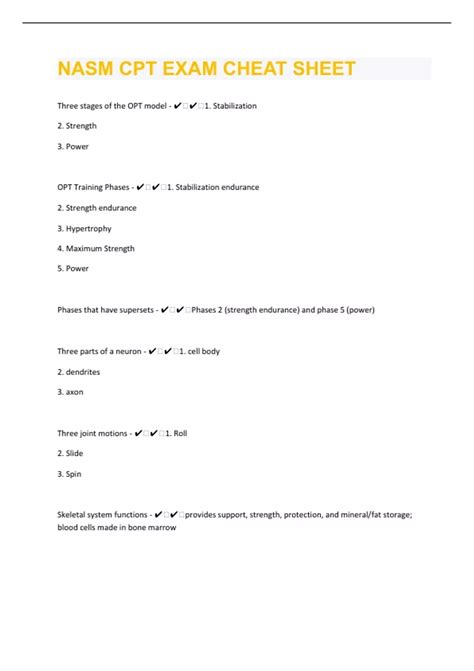 Nasm Cpt 77 Exam Cheat Sheet Questions And Answers Nasm Cpt Stuvia Us