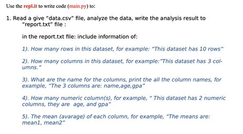 Use The Replit To Write Code Mainpy To 1 Read A