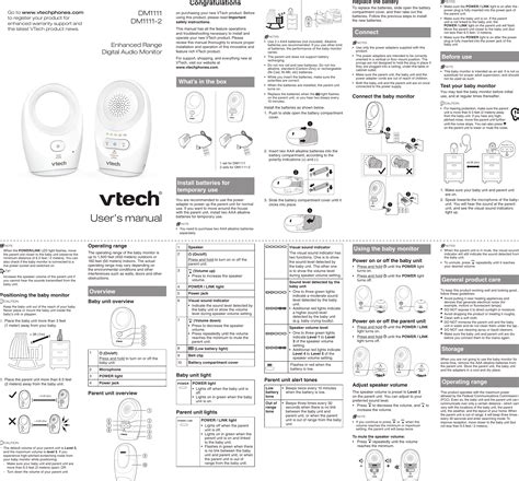 VTech Telecommunications 80 1254 00 Audio Monitor Baby Unit User Manual