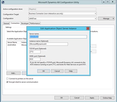 Configure The Net Business Connector For Microsoft Dynamics Ax Jams