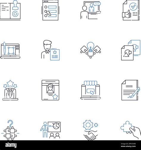 Marketing Team Line Icons Collection Strategy Analytics Campaigns Segmentation Branding