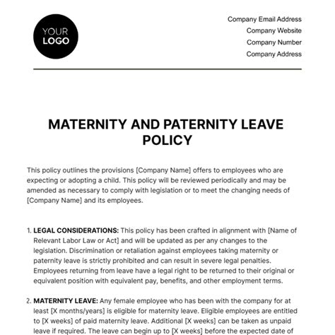 Maternity And Paternity Leave Policy Hr Template Edit Online And Download Example