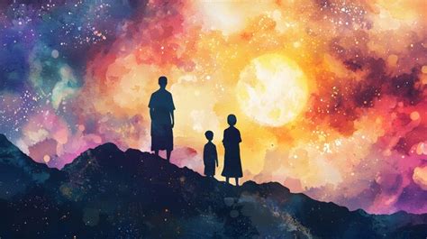 Passover Watercolor Art With Cosmic Backdrop Silhouette Illustration