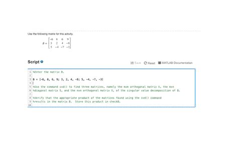 Solved MATLAB Singular Value Decomposition LAB ACTIVITY MATLAB Answer