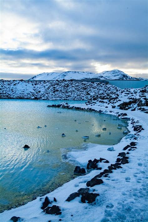 The Blue Lagoon Iceland In Winter With Geothermal Water Snowy Lava And