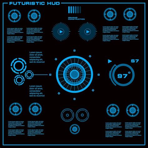Premium Vector Futuristic Blue Virtual Graphic Touch User Interface