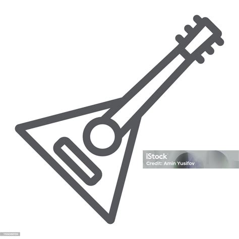 발랄 라이카 라인 아이콘 음악 및 문자열 민속 러시아 악기 기호 벡터 그래픽 흰색 바탕에 선형 패턴 10에 대한 스톡 벡터 아트 및 기타 이미지 Istock