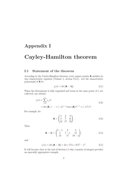 Caley Hamilton Theorem Proof Download Free Pdf Eigenvalues And