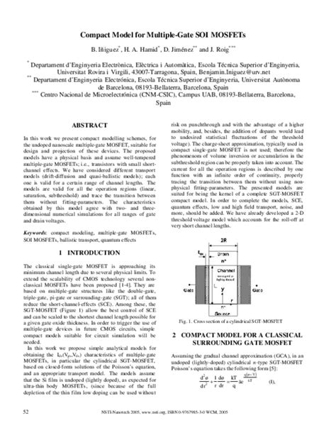 Pdf Compact Rf Modeling Of Multiple Gate Mosfets