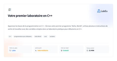Bases Du C Premier Programme Sortie Et Variables Labex