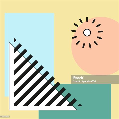 추상적 인 구성 다양한 기하학적 형태 삼각형 직사각형 및 원 최소한의 간단한 배경 간단한 배경 현대 미니멀리즘 스타일 다채로운 인물 벡터 일러스트 레이 션 0명에 대한 스톡