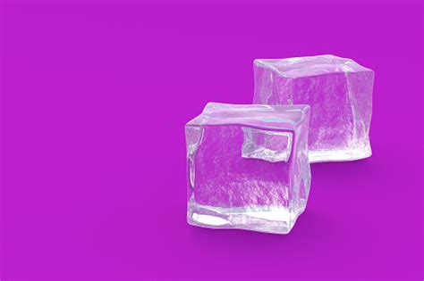 보라색 배경에 두 개의 얼음 조각 차가운 음료 상쾌한 음료 재료 공간을 복사합니다 3d 렌더링 0명에 대한 스톡 사진 및 기타 이미지 Istock