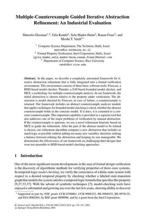 Pdf Multiple Counterexample Guided Iterative Abstraction Refinement An Industrial Evaluation