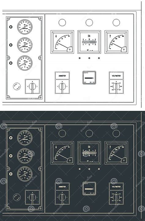Diesel Generator Control Panel Drawings Stock Vector Illustration Of Drawings Electricity