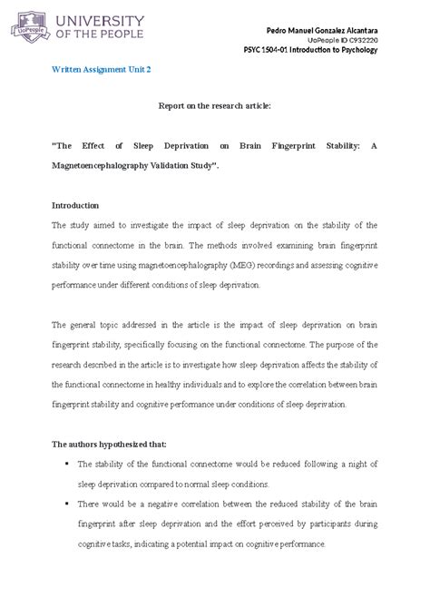 written assignment unit 2 uopeople id c psyc 1504 01 introduction to