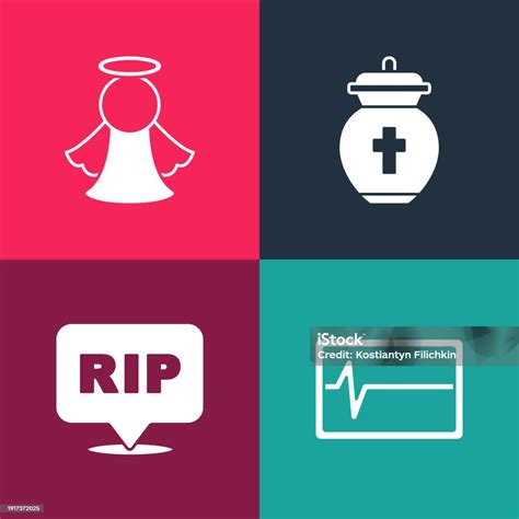 팝 아트 비트는 모니터 말풍선 찢어 죽음 장례식 항아리 및 천사 아이콘에서 죽었습니다 벡터 0명에 대한 스톡 벡터 아트 및 기타