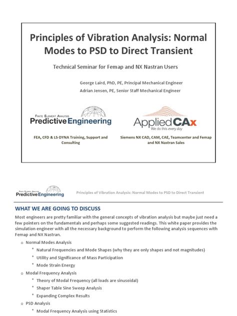 Principles Of Vibration Analysis With Femap And Nx Nastran From Normal Modes To Psd To Direct
