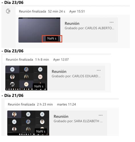 team meeting recordings do not display time in the proper format they