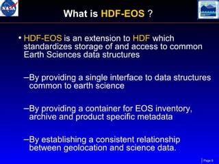 HDF EOS Maintenance Current Development And Tools PPT Computing Technology Computing