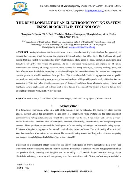Pdf The Development Of An Electronic Voting System Using Blockchain
