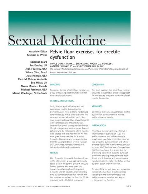 Pelvic Floor Exercises For Erectile Dysfunction Wiley Online Library
