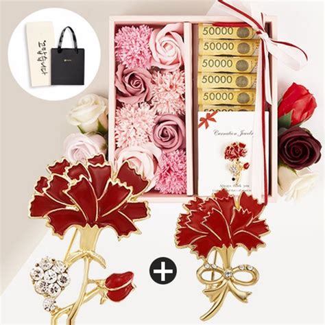 [특가 93 할인][neegee] 무료배송 1 1 카네이션 브로치 비누꽃 용돈박스 용돈봉투 쇼핑백 리뷰