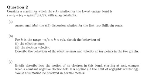 Question 2 Consider A Crystal For Which The